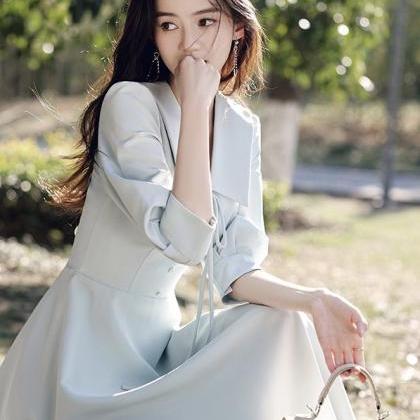 Long Sleeve Midi Dress,light Green Fashion Dress,modern, Simple Party ...