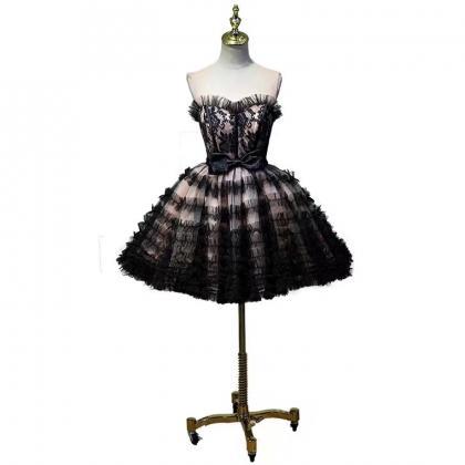 Short Style Evening Dress, Black Princess Dress, Sweet Homecoming Dress ...