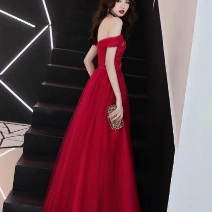 Off Shoulder Evening Dress, Glamorous Party Dress, Red Evening Dress ...