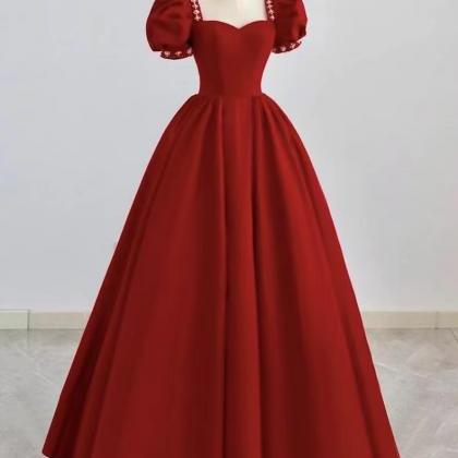 Princess Prom Dress,red Party Dress,chic Evening Dress With Bead,custom ...