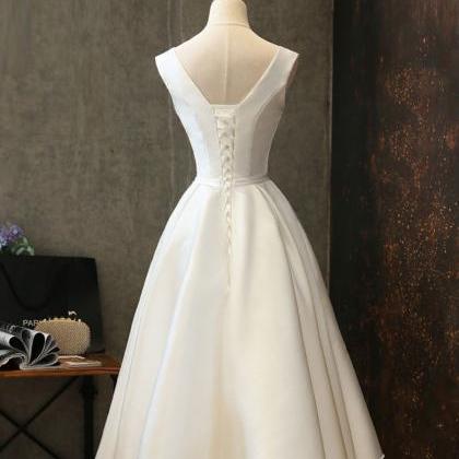 White Homecoming Dresses,simple V Neck White Short Prom Dress,custom ...