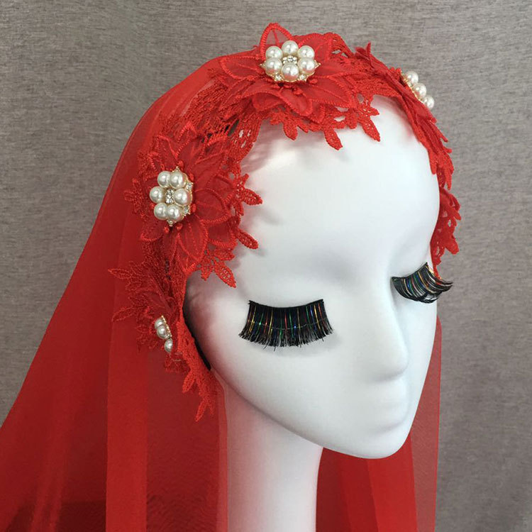 3d Flower Head Gauze, Muslim Hui Head Gauze, Red Head Gauze Veil,self ...