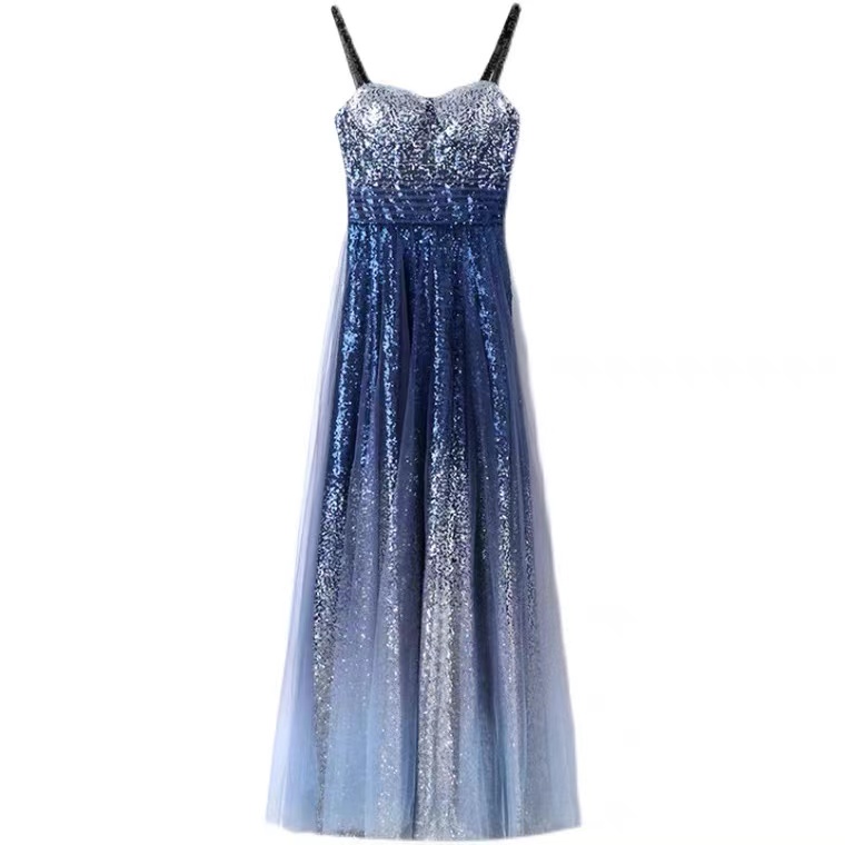Starry Sky Dress Sexy Dress, Sequined Gradual Mesh Halter Dress ...