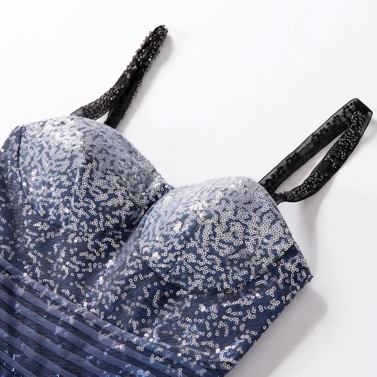 Starry Sky Dress Sexy Dress, Sequined Gradual Mesh Halter Dress ...