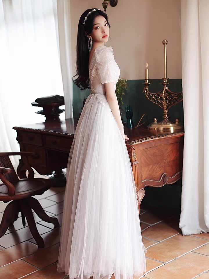 White Evening Dress, High Fashion Prom Dress, Heavy Industry High Sense ...