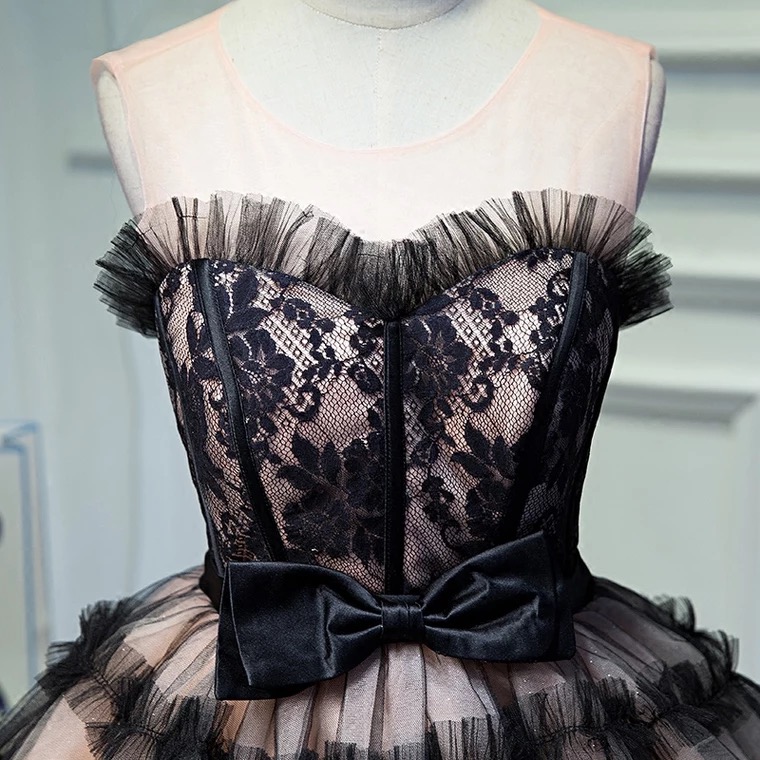 Short Style Evening Dress, Black Princess Dress, Sweet Homecoming Dress ...