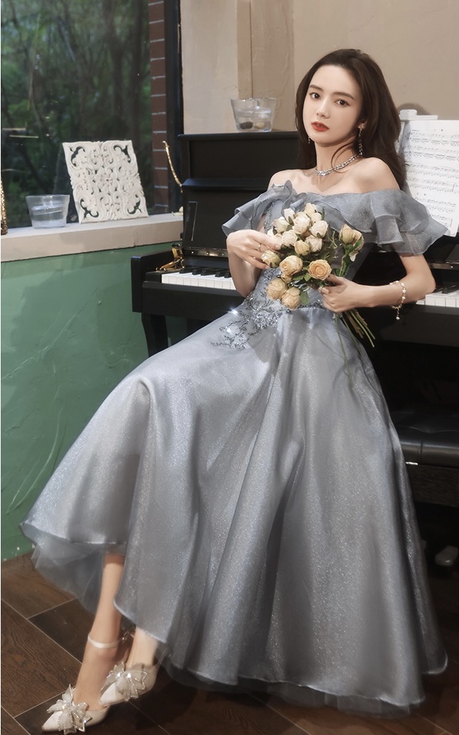 Gray Evening Dress, Shiny Birthday Dress, Fairy Graduation Dress,custom ...