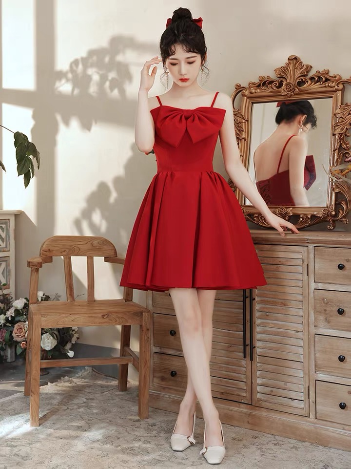 Red Little Party Dress, Short Birthday Dress, Princess Homecoming Dress ...