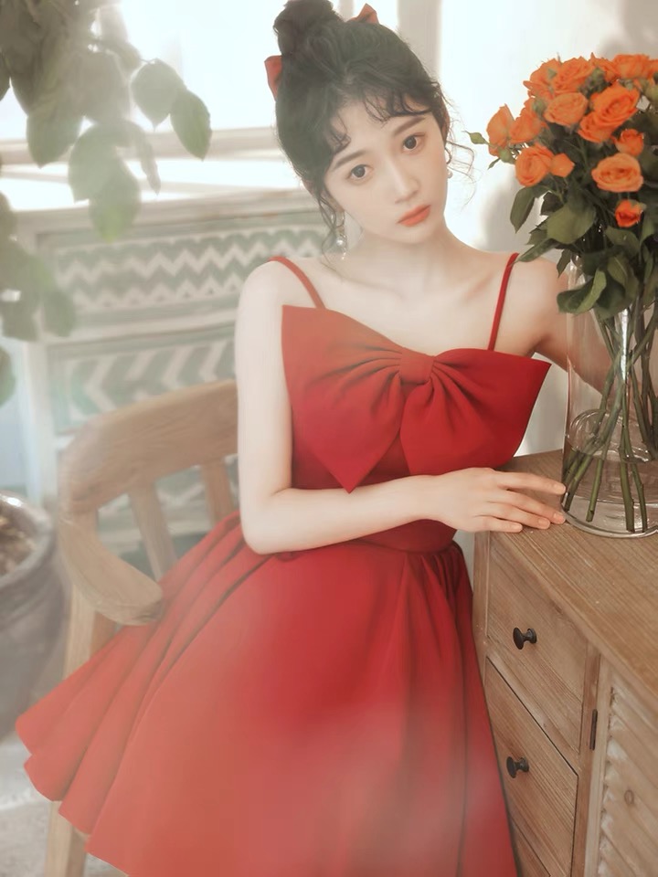 Red Little Party Dress, Short Birthday Dress, Princess Homecoming Dress ...