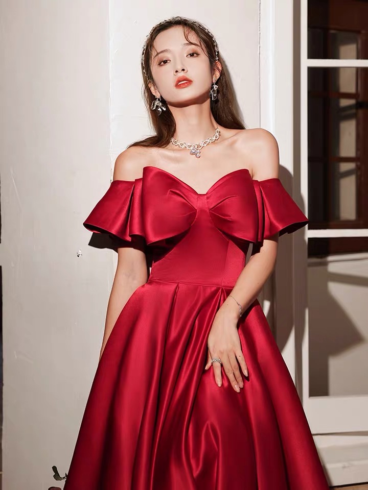 Satin Elegant Dress, Off Shoulder Simple Evening Dress, Custom Made on ...
