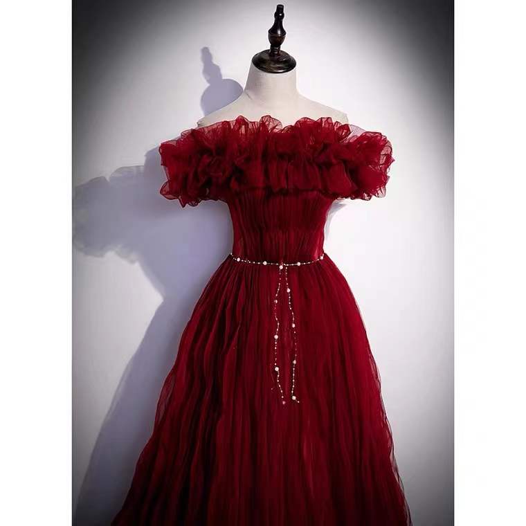 Red Dress, Off Shoulder Evening Dress , Chic Party Dress,custom Made on ...