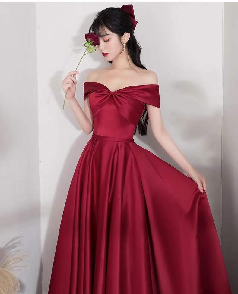 Simple Prom Dress,off Shoulder Evening Dress, Red Party Dress,custom ...