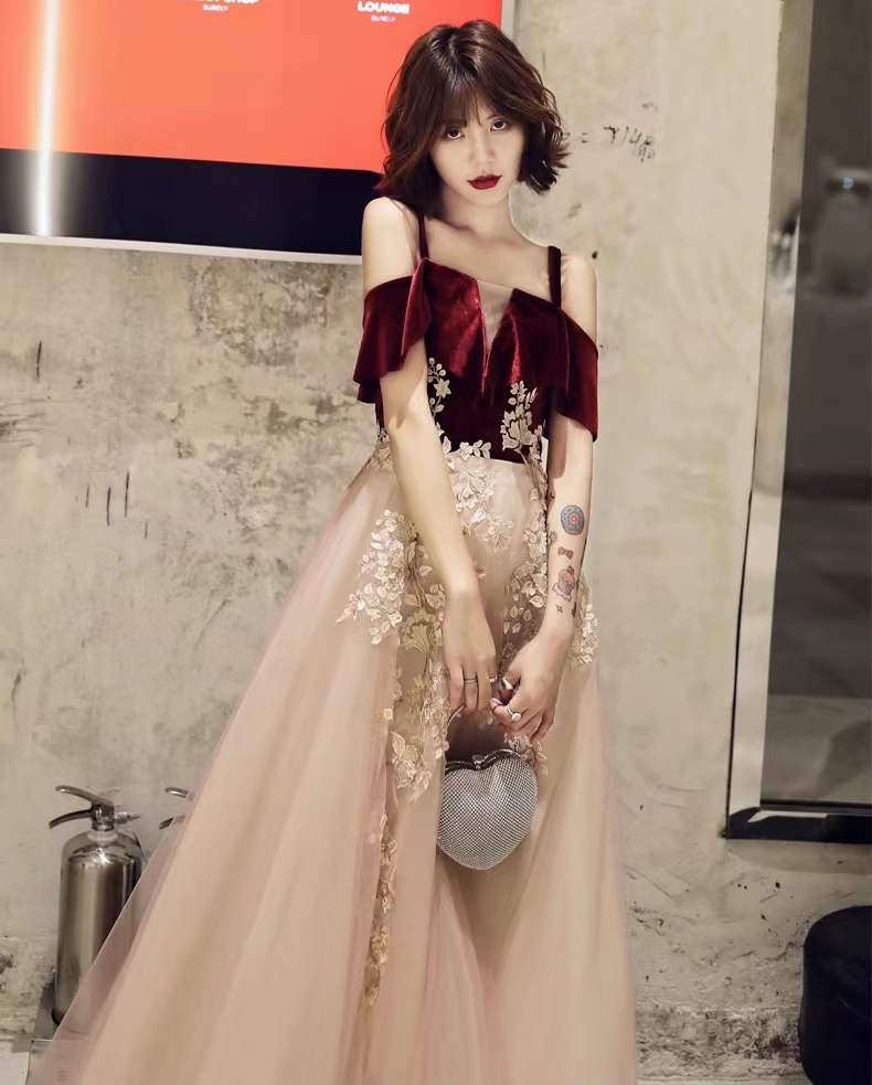 Red Modern Dress, Temperament Prom Dress, Simple Spaghetti Strap Party ...