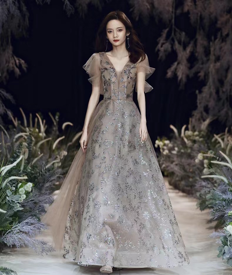 High Quality Evening Dress, Long V-neck Prom Dress, Off-the-shoulder ...
