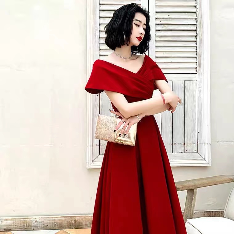 Red Evening Dress,off Shoulder Party Dress,,satin Homecoming Dress ...