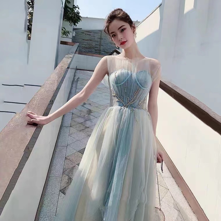Sleveless Party Dress ,gradient Bridesmaid Dress,fairy Prom Dress, Blue ...