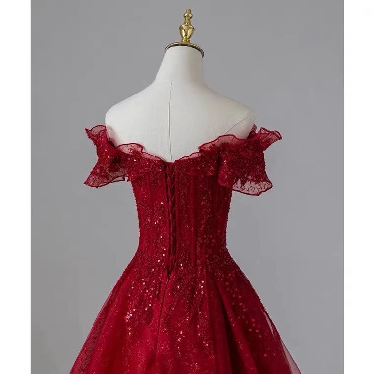 Off Shoulder Party Dress,red Prom Dress,elegant Evening Dress,custom ...