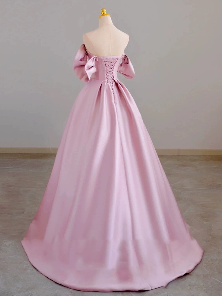 Pink Evening Gown, Satin Bridesmaid Dress, Custom Made on Luulla