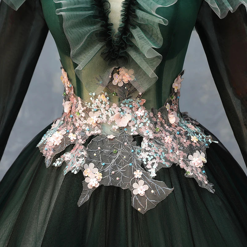 Vintage Ball Gown With Floral Appliqué Details on Luulla