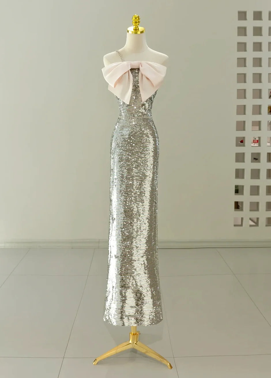 Sequin Dress With Oversized Pink Bow Accent on Luulla