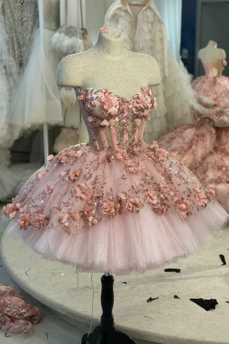 Off Shoulder Evening Dress, Short Bouffant Dress, Pink Off Shoulder Evening Dress, Short Bouffant Dress, Pink