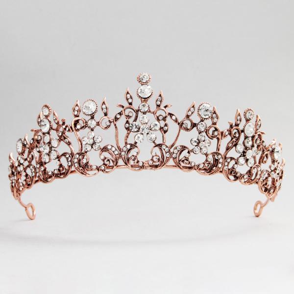 Bridal Wedding Dress Tiara, Simple Flower Diamond Tiara, Alloy Round ...