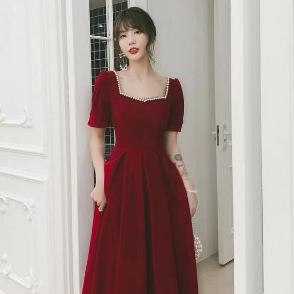 Red Party Dress,short Sleeve Homecoming Dress,custom Made on Luulla