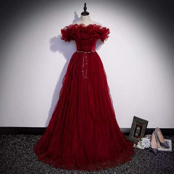 Red Dress, Off Shoulder Evening Dress , Chic Party Dress,custom Made on ...