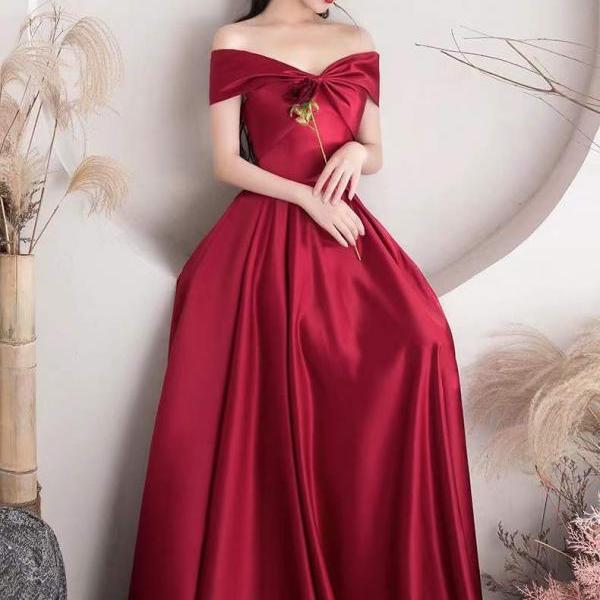 Simple Prom Dress,off Shoulder Evening Dress, Red Party Dress,custom ...