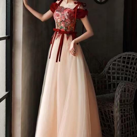 Red Temperament Party Dress, Spaghetti Strap Princess Prom Dress,custom ...