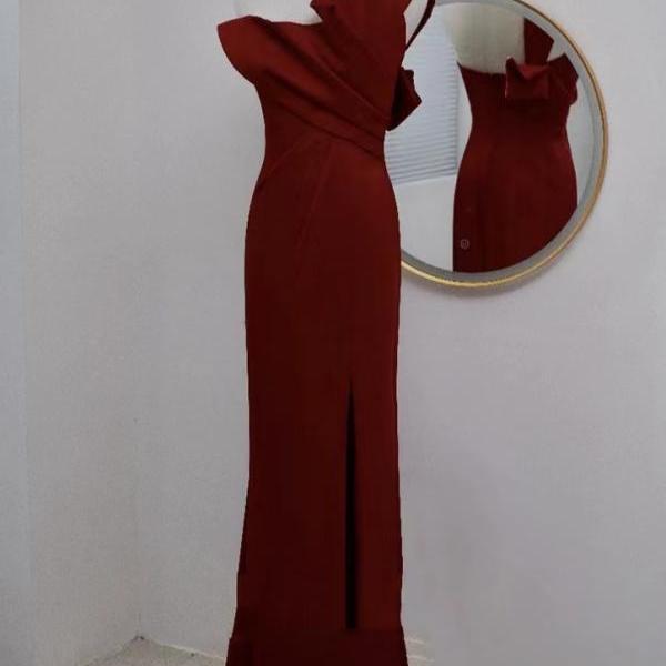 Off Shoulder Red Dress, Light Luxury Evening Dress, Sexy Mermaid Dress ...