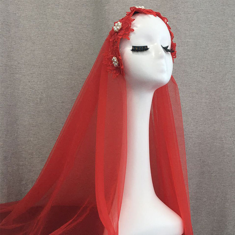 3d Flower Head Gauze, Muslim Hui Head Gauze, Red Head Gauze Veil,self ...