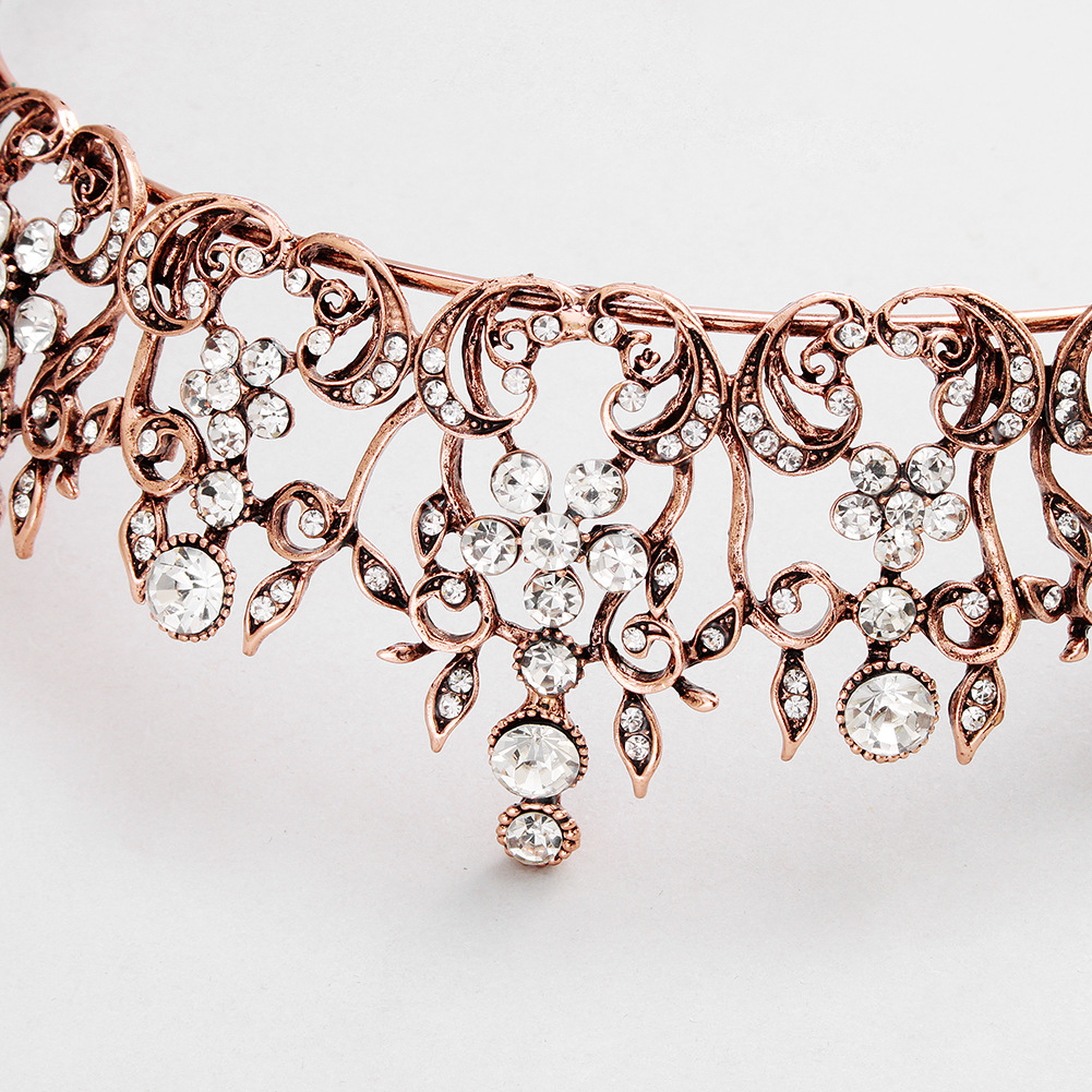 Bridal Wedding Dress Tiara, Simple Flower Diamond Tiara, Alloy Round ...