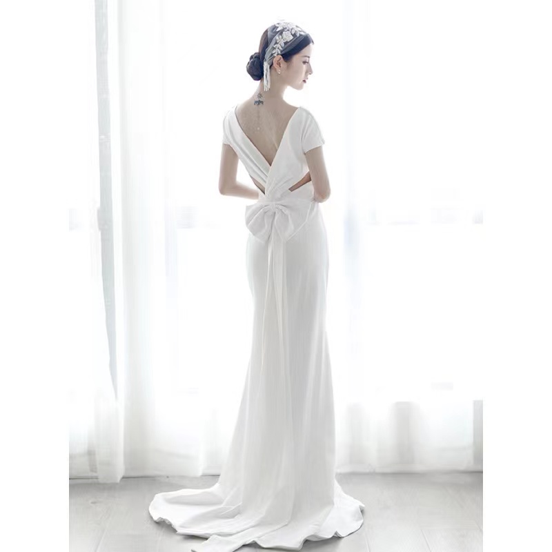 Light Wedding Dress, Simple, V Neck Bridal Evening Dress,custom Made on ...