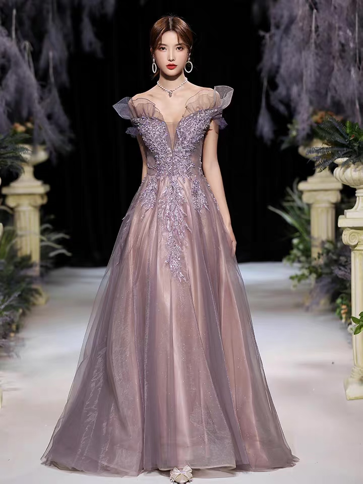 Purple Evening Dress, Temperament Long Prom Dress, Elegant Party Dress ...
