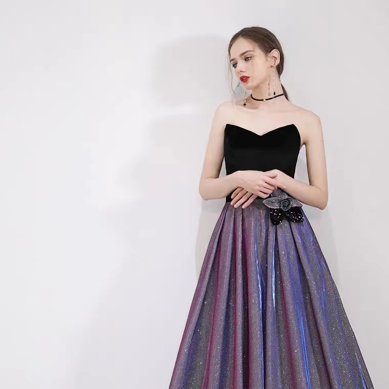 Purple Starry Prom Gown, Strapless Dream Evening Dress,custom Made on ...