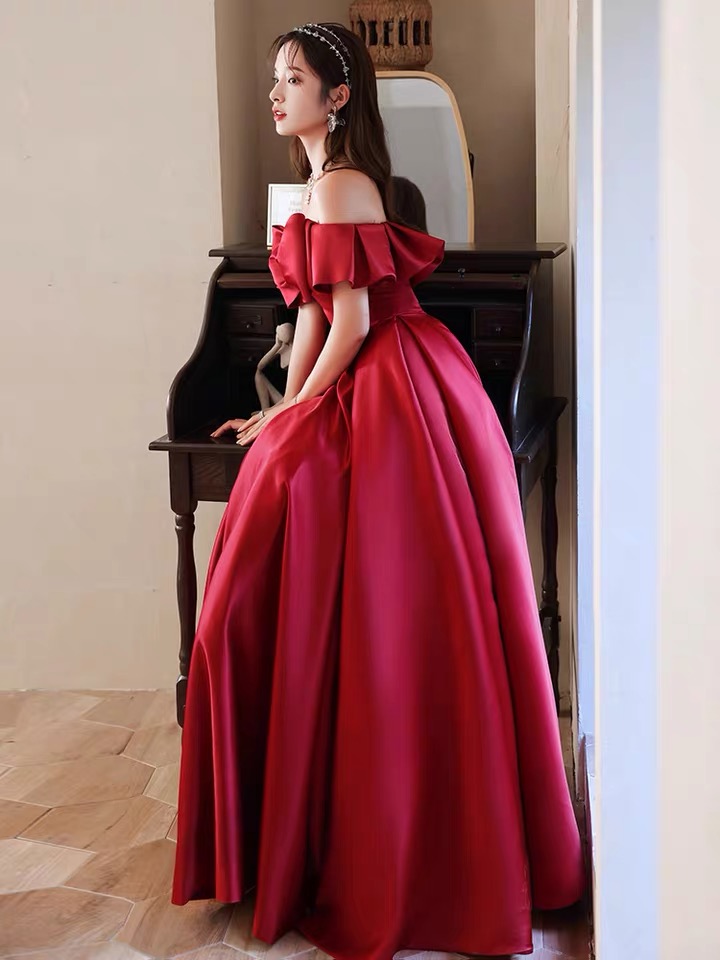 Satin Elegant Dress, Off Shoulder Simple Evening Dress, Custom Made on ...