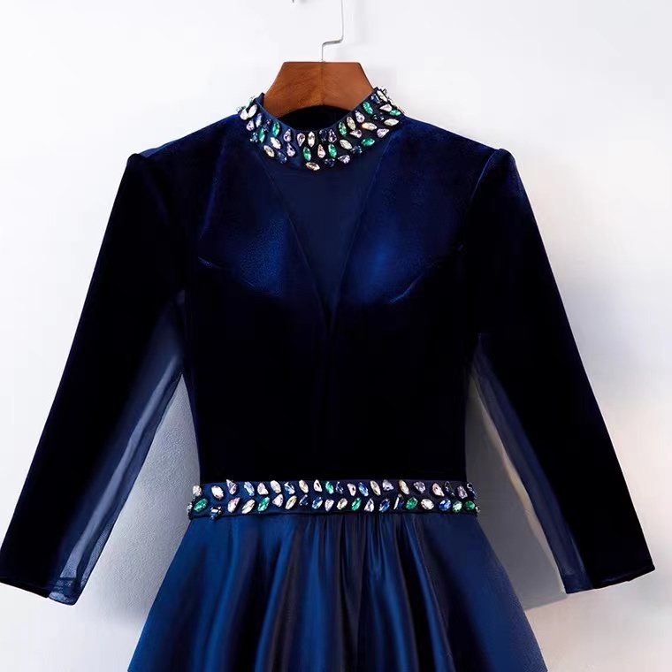 High Collar Evening Dress, Socialite Party Dress, Formal Dress With ...