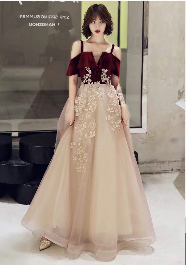 Red Modern Dress, Temperament Prom Dress, Simple Spaghetti Strap Party ...