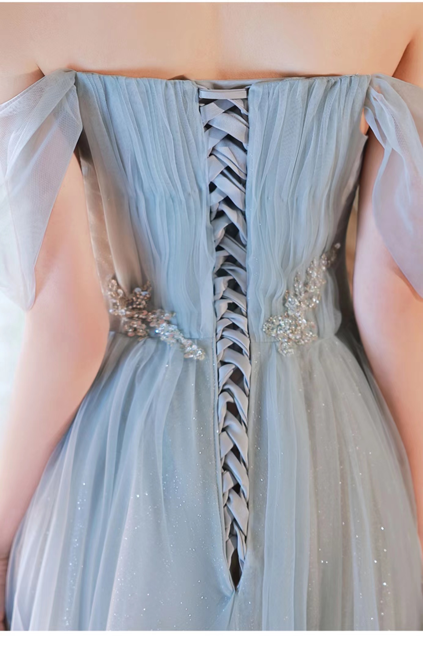 Off Shoulder Socialite Dress,blue Graduation Dress, Fairy Bow Party ...