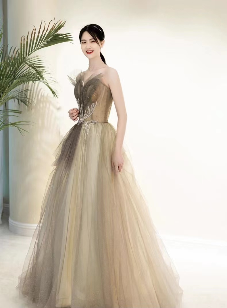 Strapless Evening Dress, Light Luxury Fairy Dress, Unique Graduation ...