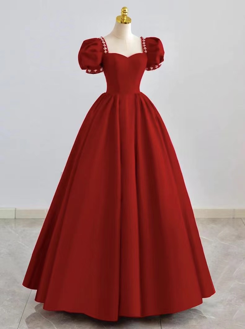 Princess Prom Dress,red Party Dress,chic Evening Dress With Bead,custom ...