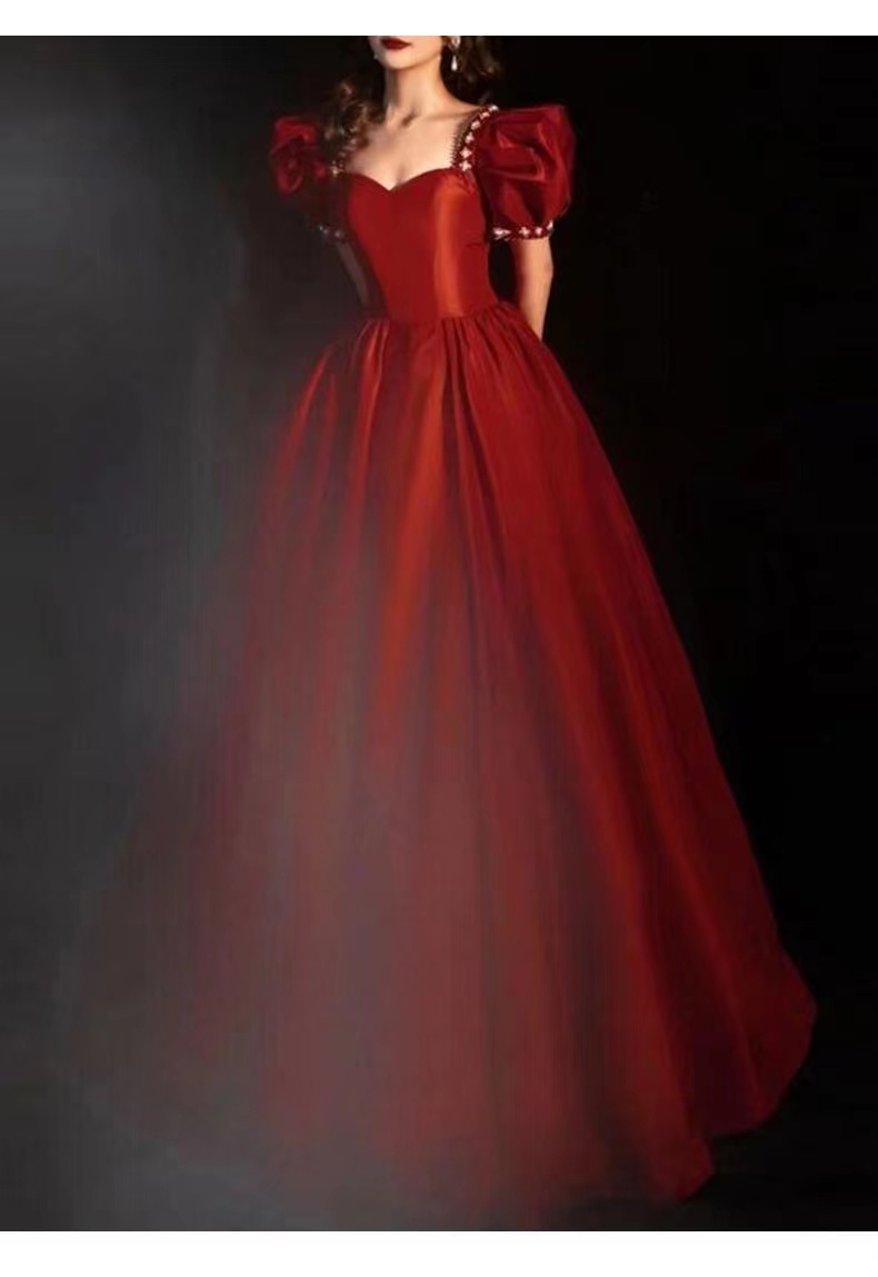 Princess Prom Dress,red Party Dress,chic Evening Dress With Bead,custom ...