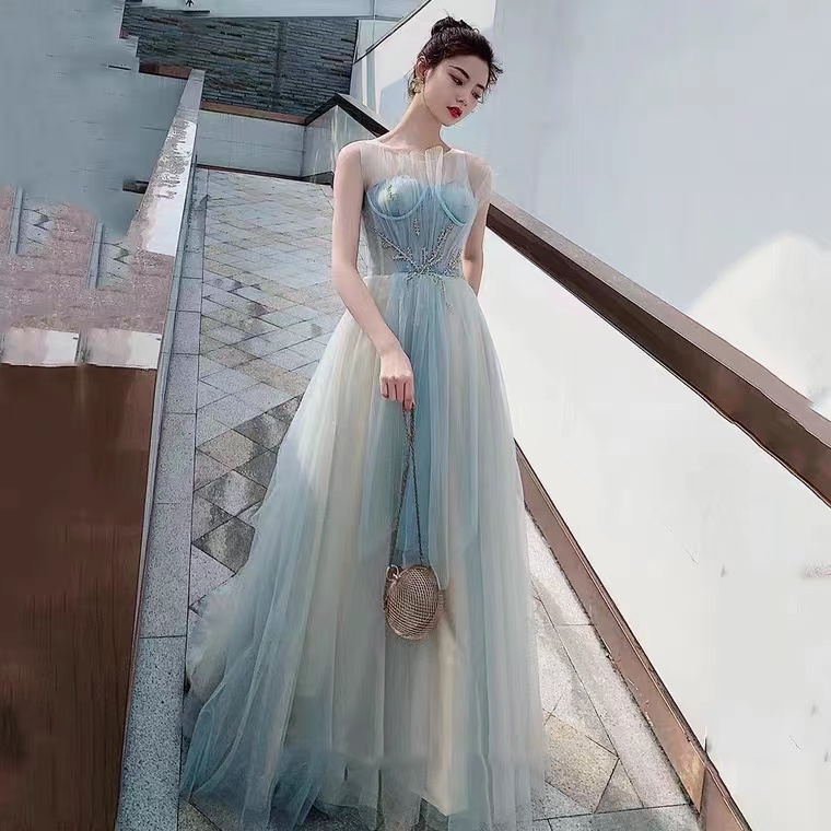 Sleveless Party Dress ,gradient Bridesmaid Dress,fairy Prom Dress, Blue ...