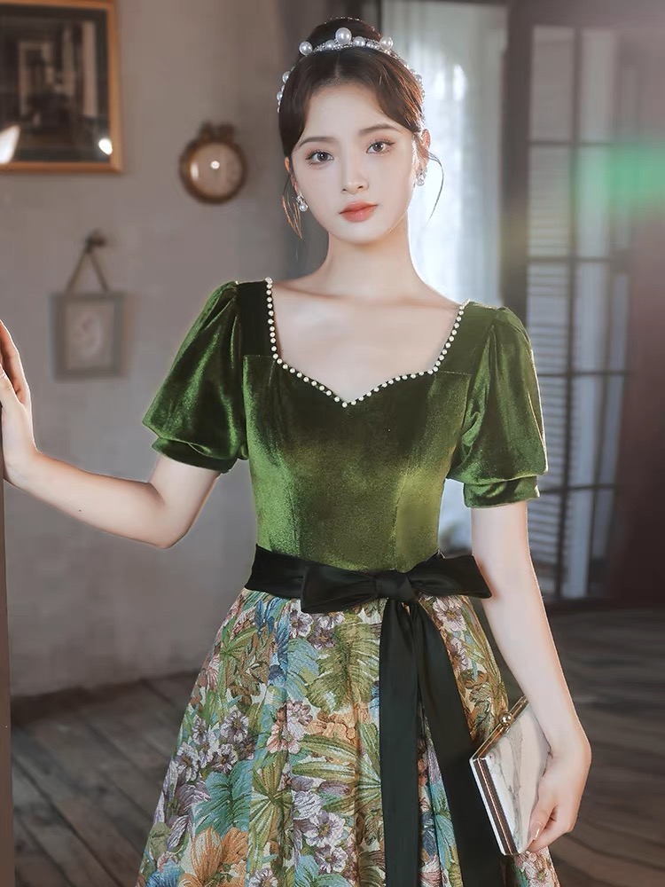 Off Shoulder Evening Dress,green Party Dress,unique Party Dress,vintage ...