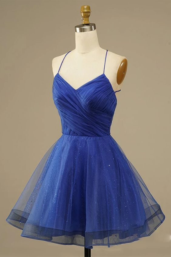Strap Party Dress,tulle Homecoming Dress,royal Blue Graduation Dress on ...