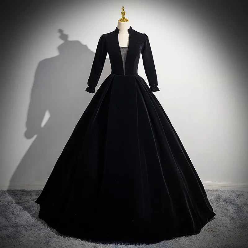Timeless Full-length Black Gown With Sleeves on Luulla