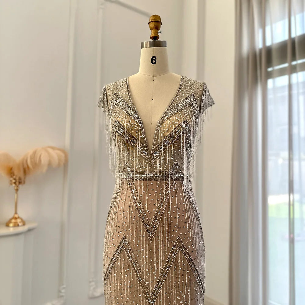 Vintage Beaded Gown With Fringe Detailing on Luulla