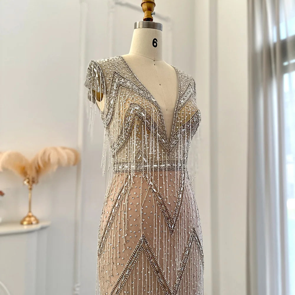 Vintage Beaded Gown With Fringe Detailing on Luulla