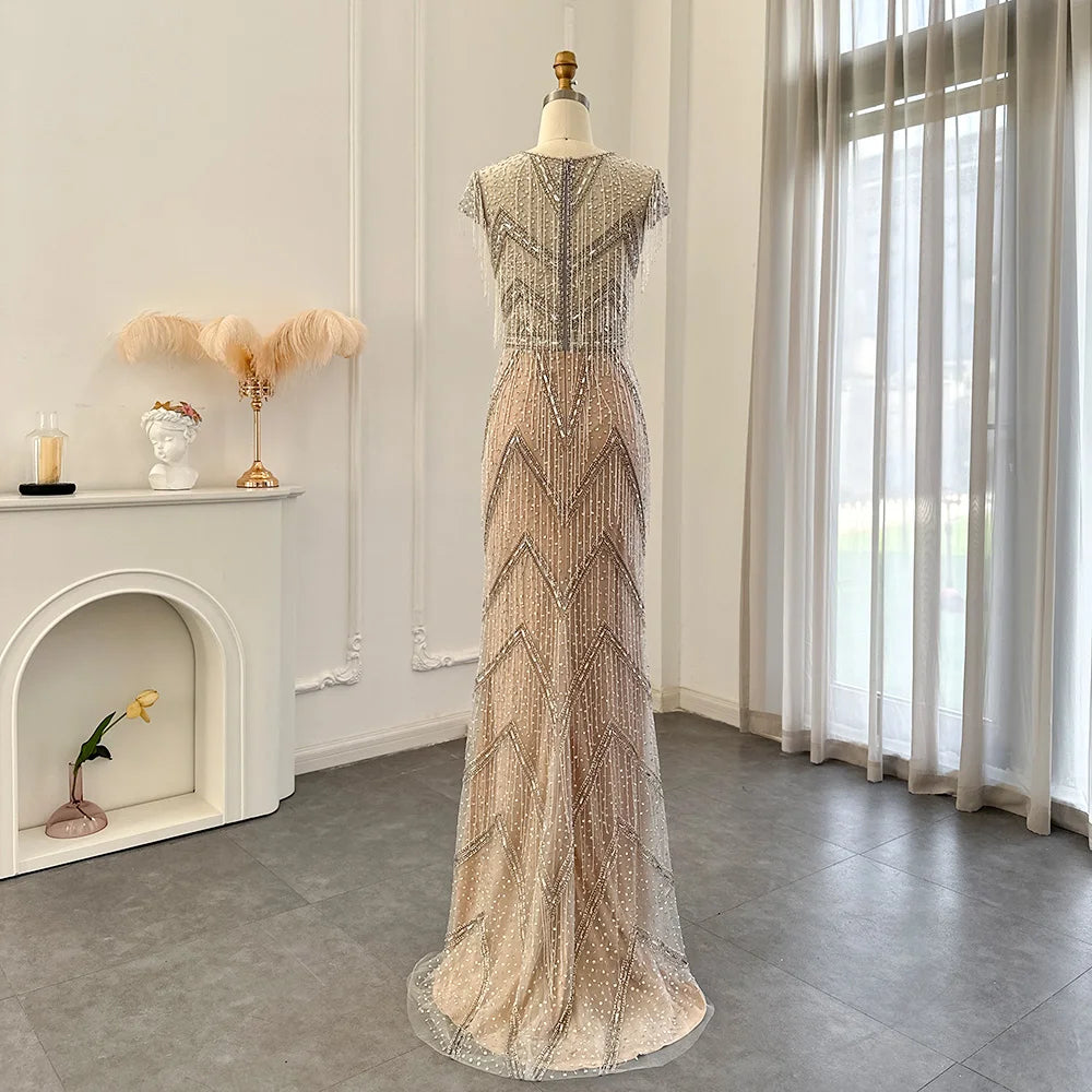 Vintage Beaded Gown With Fringe Detailing on Luulla